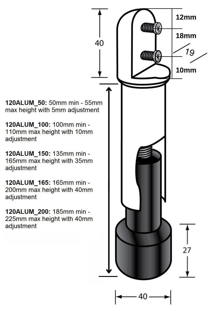 METLAM 120 ALUM-SERIES HEAVY DUTY ALUMINIUM LEG – The Lock Shop