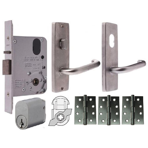 LOCKWOOD DOOR HARDWARE KIT FOR TIMBER DOOR (INC. HINGES, LOCK, HANDLES ...